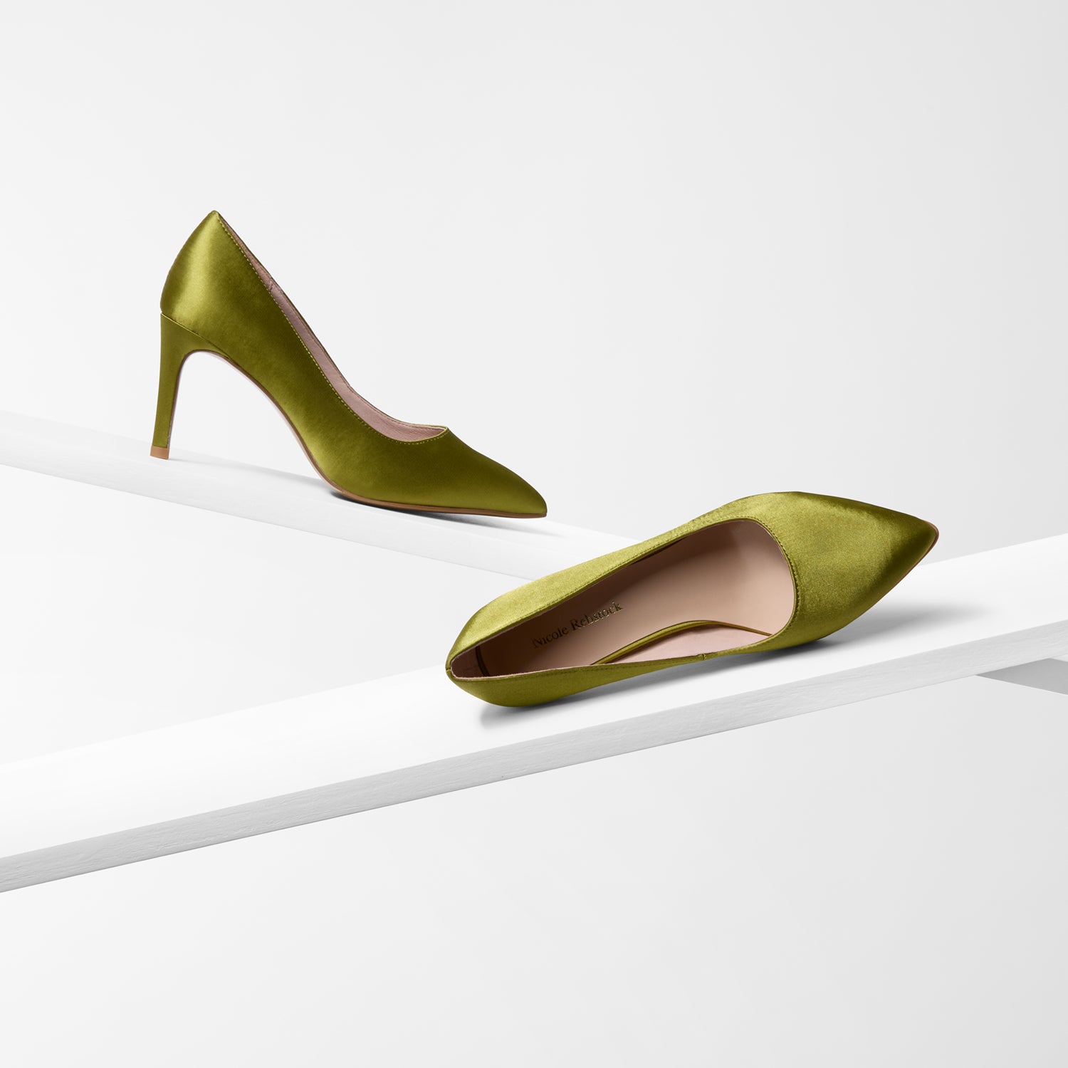 Nemesis 78mm Heel Zest Green Satin | Nicole Rebstock